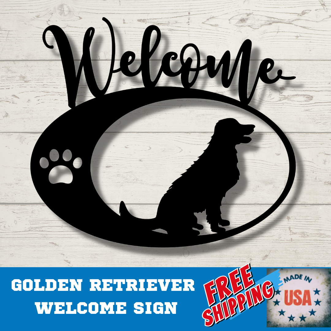 Golden Retriever Welcome Steel Sign – Nova Casa Store